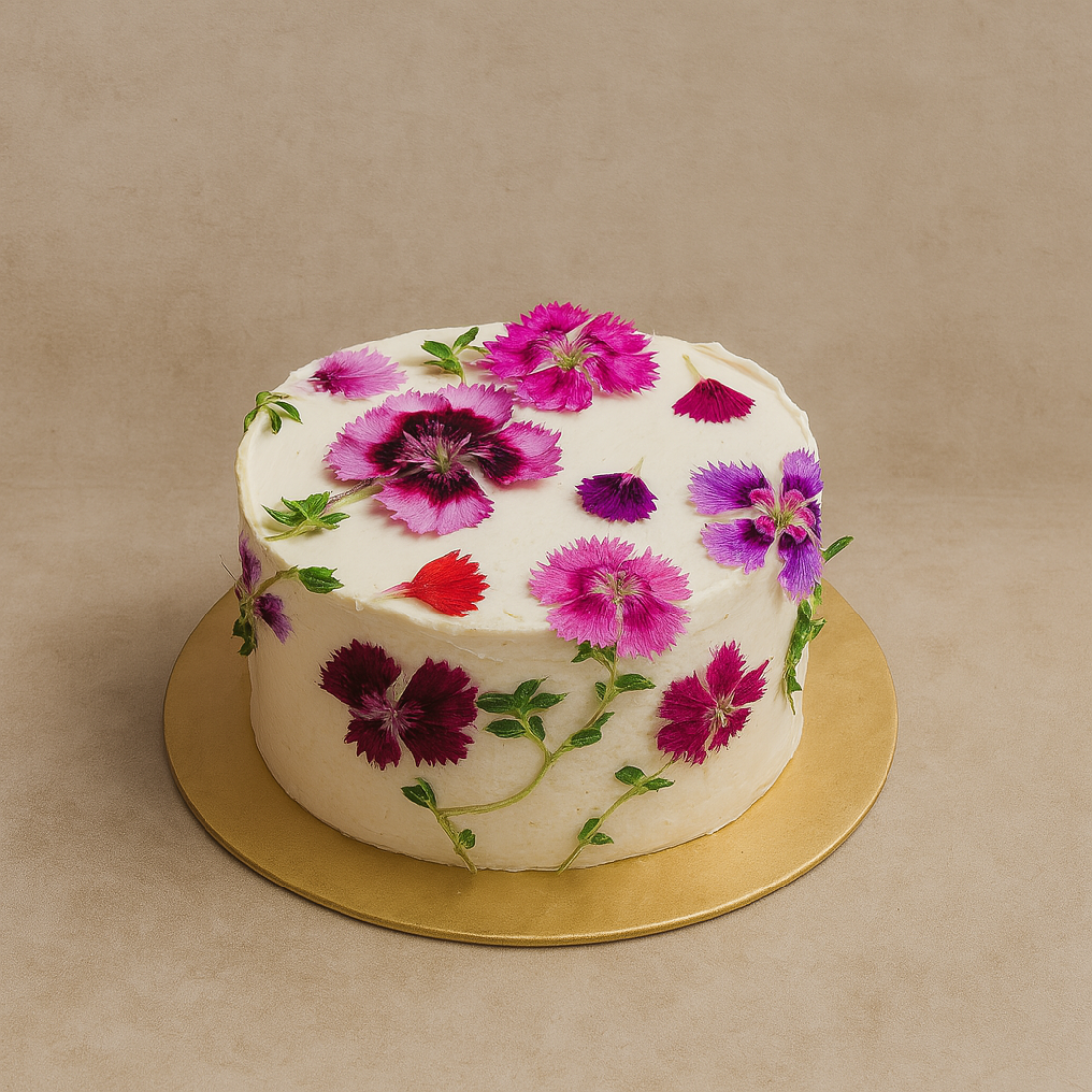 4" White Cake with Herbs and Florals